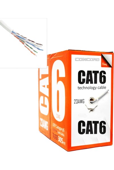 Concord C-527 305M Metre 23AWG Cat6 Kablo Ethernet Internet Kablo Concord C-527 305M Metre 23AWG Cat6 Kablo Ethernet Internet Kablo