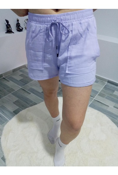 By Kikirik %100 Cotton Lila Keten Şort By Kikirik %100 Cotton Lila Keten Şort