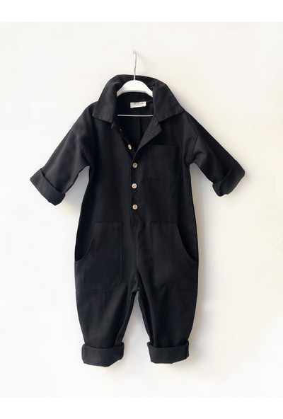 Catz Kids Siyah Gabardin Yakalı ve Cepli Tulum Catz Kids Siyah Gabardin Yakalı ve Cepli Tulum