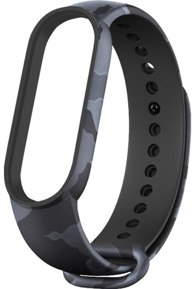 Yonaga Xiaomi Mi Band 3/4 Uyumlu Kamuflaj Desenli Akıllı Bileklik Kordon Kayış Silikongri