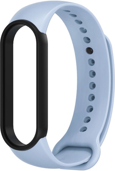 Yonaga Mi Band 5 ve 6 Uyumlu Kordon Kayış Antialerjik Silikon Bebek Mavisi-Siyah