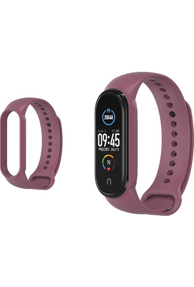 Yonaga Mi Band 5 ve 6 Uyumlu Kordon Kayış Antialerjik Silikonmor Yonaga Mi Band 5 ve 6 Uyumlu Kordon Kayış Antialerjik Silikonmor