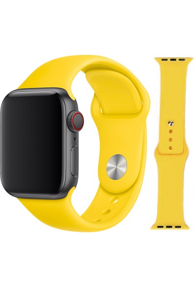 Yonaga Apple Watch 1-2-3-4-5-6-Se Seri (42MM-44MM) (Small - Medium) Kordon Kayış Silikonsarı Yonaga Apple Watch 1-2-3-4-5-6-Se Seri (42MM-44MM) (Small - Medium) Kordon Kayış Silikonsarı