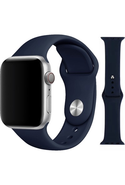 Yonaga Apple Watch 1-2-3-4-5-6-Se Seri (42MM-44MM) (Medium - Large) Kordon Kayış Silikonlacivert