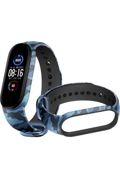 Yonaga Xiaomi Mi Band 5/6 Uyumlu Kamuflaj Desenli Akıllı Bileklik Kordon Kayış Silikonmavi Yonaga Xiaomi Mi Band 5/6 Uyumlu Kamuflaj Desenli Akıllı Bileklik Kordon Kayış Silikonmavi