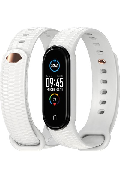 Yonaga Xiaomi Mi Band 5/6 Uyumlu Akıllı Bileklik Kabartma Desenli Kordon Kayış Silikonkd Beyaz Yonaga Xiaomi Mi Band 5/6 Uyumlu Akıllı Bileklik Kabartma Desenli Kordon Kayış Silikonkd Beyaz