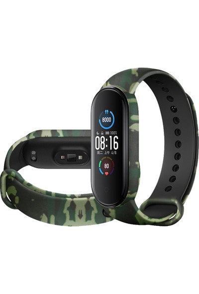Yonaga Xiaomi Mi Band 5/6 Uyumlu Kamuflaj Desenli Akıllı Bileklik Kordon Kayış Silikonyeşil Yonaga Xiaomi Mi Band 5/6 Uyumlu Kamuflaj Desenli Akıllı Bileklik Kordon Kayış Silikonyeşil