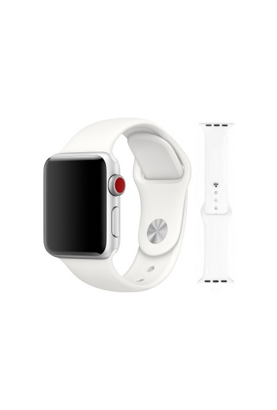Yonaga Apple Watch 1-2-3-4-5-6-Se Seri (42MM-44MM) (Medium - Large) Kordon Kayış Silikonbeyaz