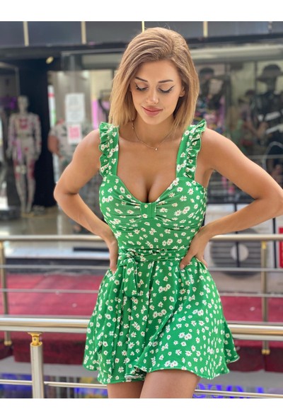 Pink & Pink Kloş Mini Papatya Desenli Elbise