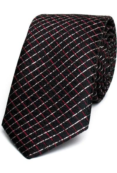 Ala Aksesuar Yeşil Üzeri Kırmızı Krem Çizgili Kravat