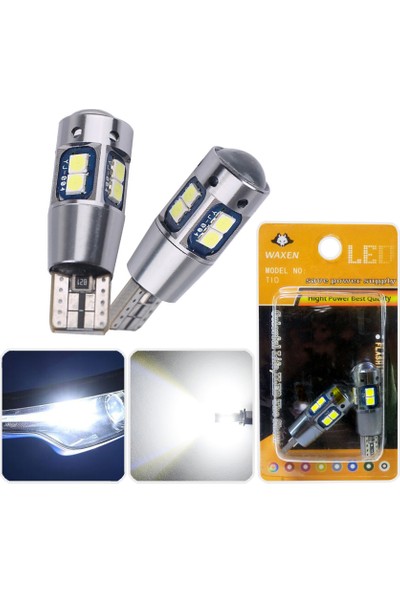 Waxen T10 Park Plaka Tavan Iç Aydınlatma Ampul 10 Led W5W 194 Dipsiz 6500K Beyaz Waxen T10 Park Plaka Tavan Iç Aydınlatma Ampul 10 Led W5W 194 Dipsiz 6500K Beyaz