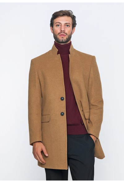 Basics&more Erkek Camel Dik Yaka Kaşe Mont Basics&more Erkek Camel Dik Yaka Kaşe Mont