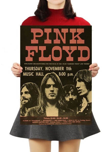 Caph Design Pink Floyd Vintage Kraft Poster - 32X45CM - Özel Kutulu