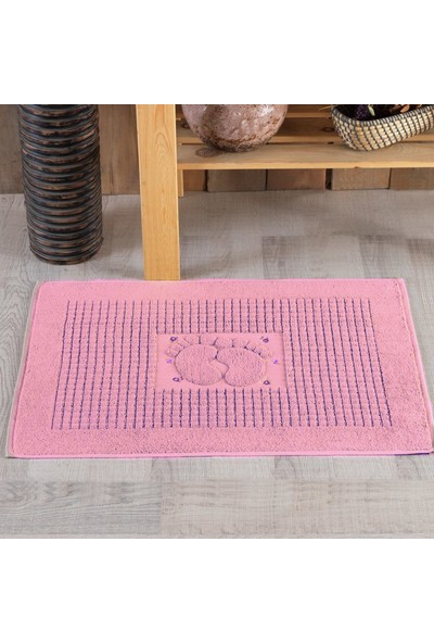 Regule Tekli Ayak Havlusu Banyo Paspas 50 x 70 cm %100 Pamuk Nakışlı Ayak Çizgili