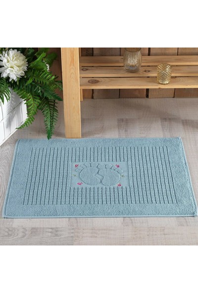 Regule Tekli Ayak Havlusu Banyo Paspas 50 x 70 cm %100 Pamuk Nakışlı Ayak Çizgili