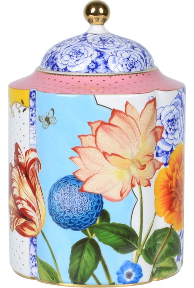 Pip Studio Royal Beyaz - Mavi Çiçek Desenli Büyük Küp