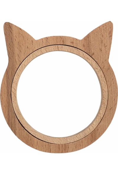 Özene Bezene Dekoratif Ahşap Kedi Kasnak