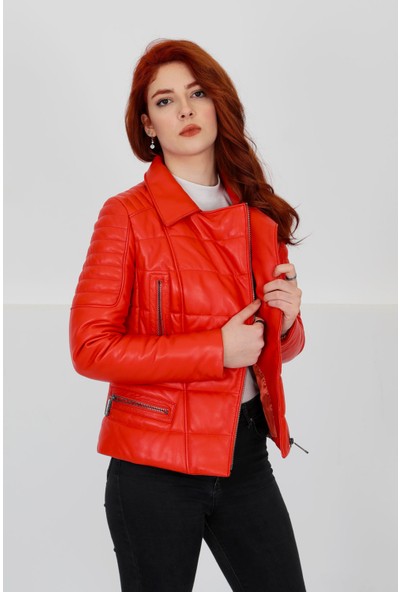 By Marki Marki Kadın Şişme Deri Ceket 101122