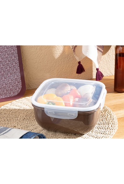 English Home Stella Plastik Kare Saklama Kabı 2400 ml Kahve English Home Stella Plastik Kare Saklama Kabı 2400 ml Kahve