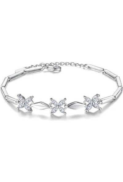 Mimozaavm 925 Ayar Gümüş Çiçek Desenli Kadın Bileklik
