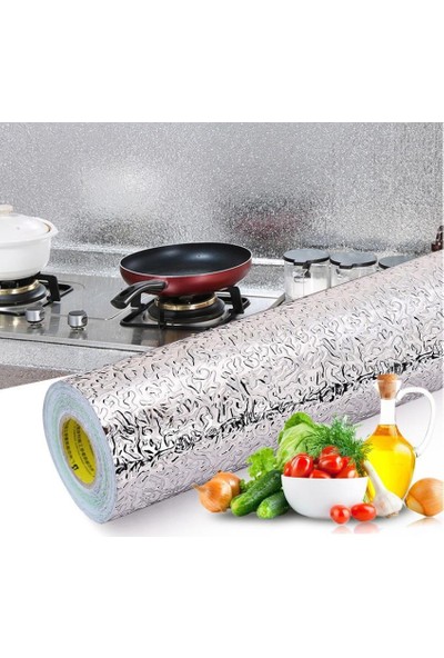 Aydınlı Yapışkanlı Kolay Silinebilir Mutfak Tezgah Üstü Folyo Gümüş Aydınlı Yapışkanlı Kolay Silinebilir Mutfak Tezgah Üstü Folyo Gümüş