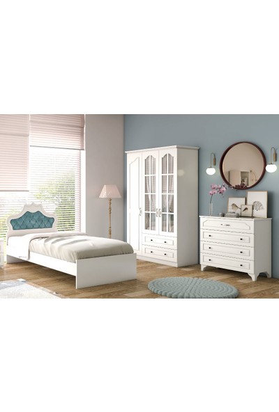 Zenio Assos Genç Odası Takımı Set 2 - (Gardırop Karyola Şifonyer)