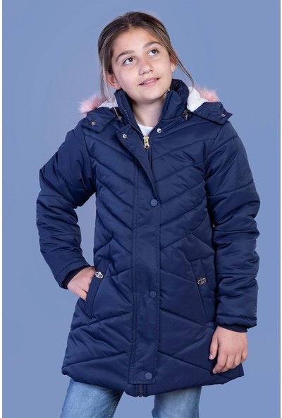 Toontoy Kids Toontoy Kız Çocuk Kapüşonlu Içi Kürklü Kaban