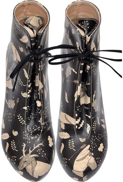 Dogo Over The Summer / Tasarım Baskılı Vegan / Dogo Booties Kadin Topuklu Bot