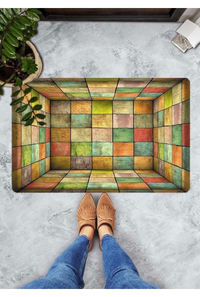 Birce Home Dekoratif Yıkanabilir 3 Boyutlu Kapı Önü Paspası