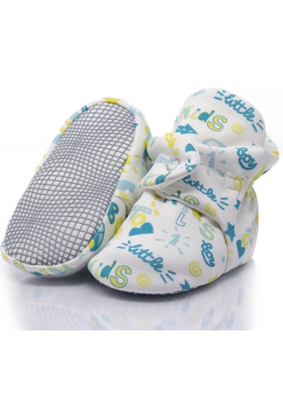 Ella Bonna Organik Pamuk Bebek Patiği, Kaydırmaz Taban, Pamuklu Yenidoğan Pandufu Ev Kreş Ayakkabısı