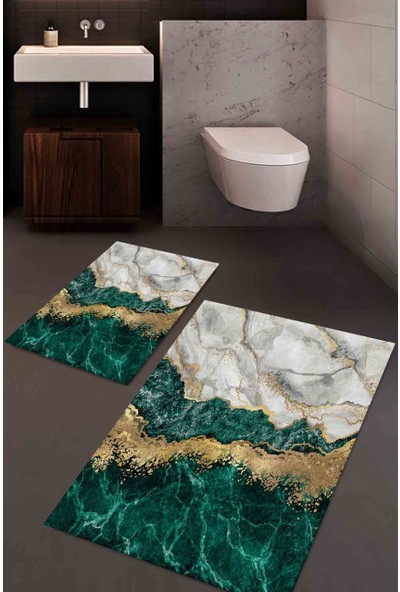 Cappio Gold Mermerli 2'li Banyo Takımı (40 x 60 cm. | 60 x 100 cm.)