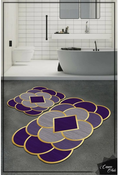 Cappio Halı Mor-Lacivert Renkli Lazer Kesim 2'li Banyo Takımı (40 x 60 cm. | 60 x 100 cm.) Cappio Halı Mor-Lacivert Renkli Lazer Kesim 2'li Banyo Takımı (40 x 60 cm. | 60 x 100 cm.)