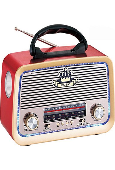 Mkey RT-301 Bluetooth LED Işıklı Nostaljik Radyo