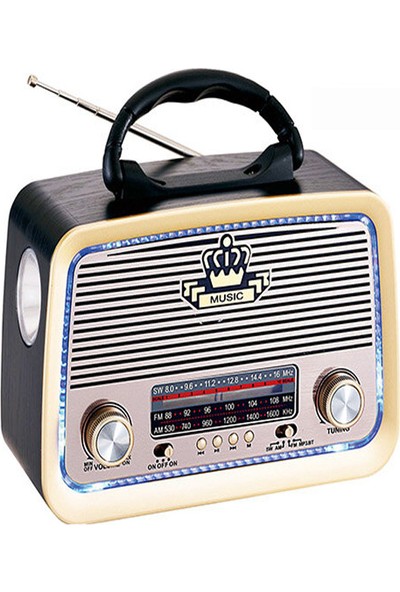 Mkey RT-301 Bluetooth LED Işıklı Nostaljik Radyo Mkey RT-301 Bluetooth LED Işıklı Nostaljik Radyo