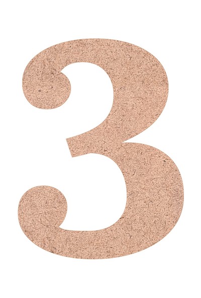Decorof 10 Adet Ahşap 3 Rakamı (5cm, 4mm Mdf)