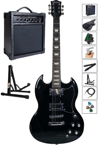 Midex SGX170BK-AMP Üst Segment Sg Special Amfili Elektro Gitar Set Masif Ağaç (Hh) Midex SGX170BK-AMP Üst Segment Sg Special Amfili Elektro Gitar Set Masif Ağaç (Hh)