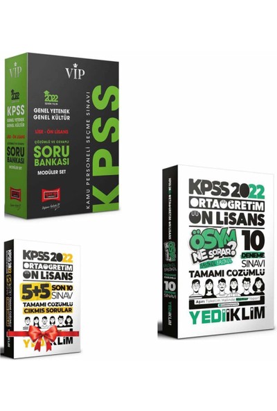 Yargı Yayınevi YARGI2022 Kpss Lise Önlisans Vip Modüler Soru ve Yediiklim Çözümlü 10 Fasikül Deneme + Çıkmış Soru
