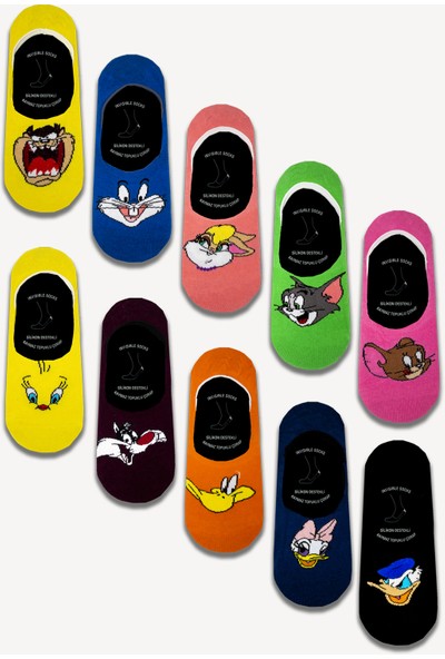 Neşeli Çoraplar 10'lu Çizgi Film Babet Çorap Set Neşeli Çoraplar 10'lu Çizgi Film Babet Çorap Set