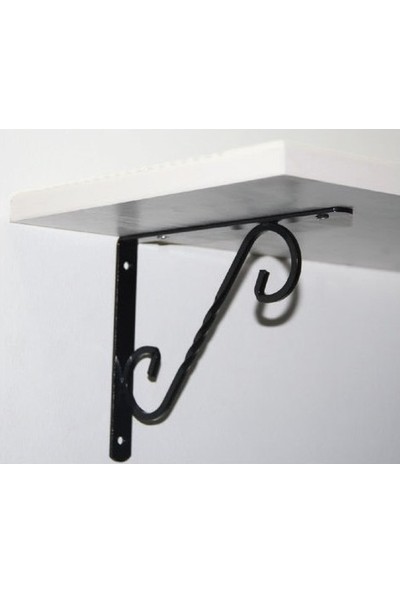 Beşel Burgulu Raf Altı Ayak Ferforje Siyah Dekoratif Raf Ayağı Konsol Ölçü: 155 x 115 mm ( 2 Adet )
