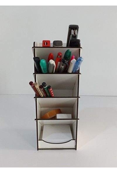 Ağaçistan Ahşap Tekli Kalemlik Organizer Beyaz Ağaçistan Ahşap Tekli Kalemlik Organizer Beyaz