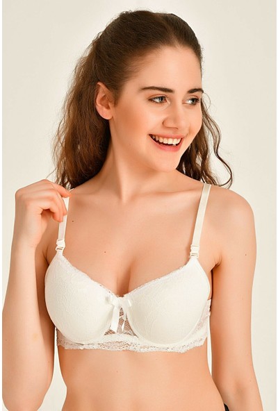 Belifanti Collection Dantelli Desteksiz Sütyen Ekru