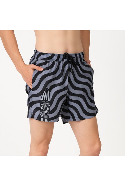 Vaneda Regular Siyah-Gri Deniz Şortu
