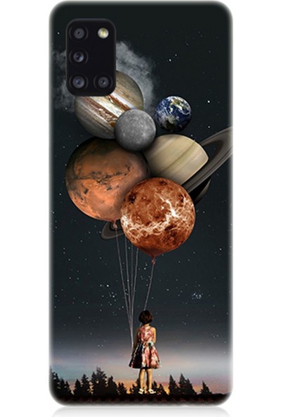 Teknomeg Samsung Galaxy A31 Uyumlu Gezegenler Desenli Silikon Kılıf