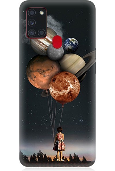 Teknomeg Samsung Galaxy A21S Uyumlu Gezegenler Desenli Silikon Kılıf