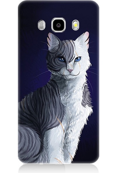Teknomeg Samsung Galaxy J5 2016 Uyumlu Mavi Gözlü Kedi Desenli Silikon Kılıf