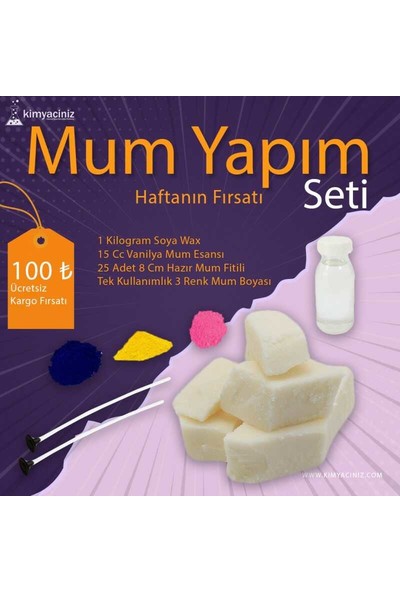 Kimyacınız Soya Wax Yapım Seti, Soya Mumu, Doğal Soya Wax, Soya Mum Hammaddesi