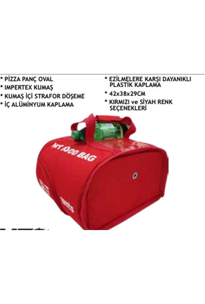 Moto Çarşım Mts Pizza Panç Oval Isı Yalıtımlı Kırmızı