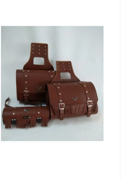 Moto Çarşım Yan Çanta Heybe 32 Lt 3lü Set (Kahve)
