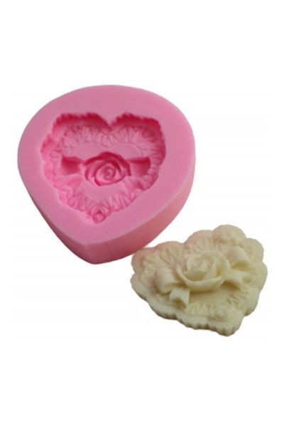 Kimyacınız Kalpli Gül Silikon Kalıbı Gül 14