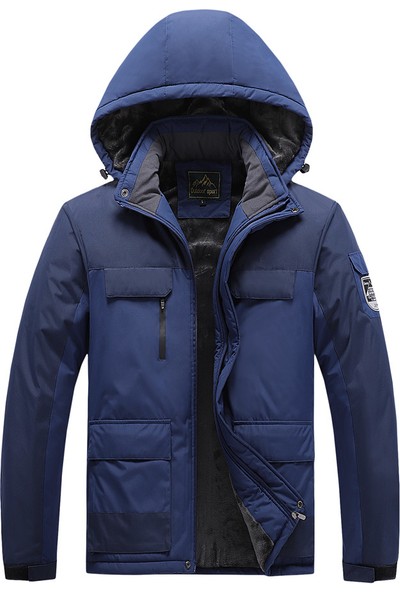 Cikrilan Erkek Kış Sıcak Polar Astarlı Spor Kapşonlu Ceket (Yurt Dışından)
